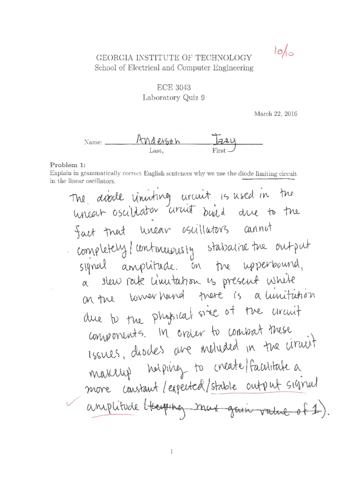 3043 quiz 9 - Exam Practice - ECE 3043 - Studocu