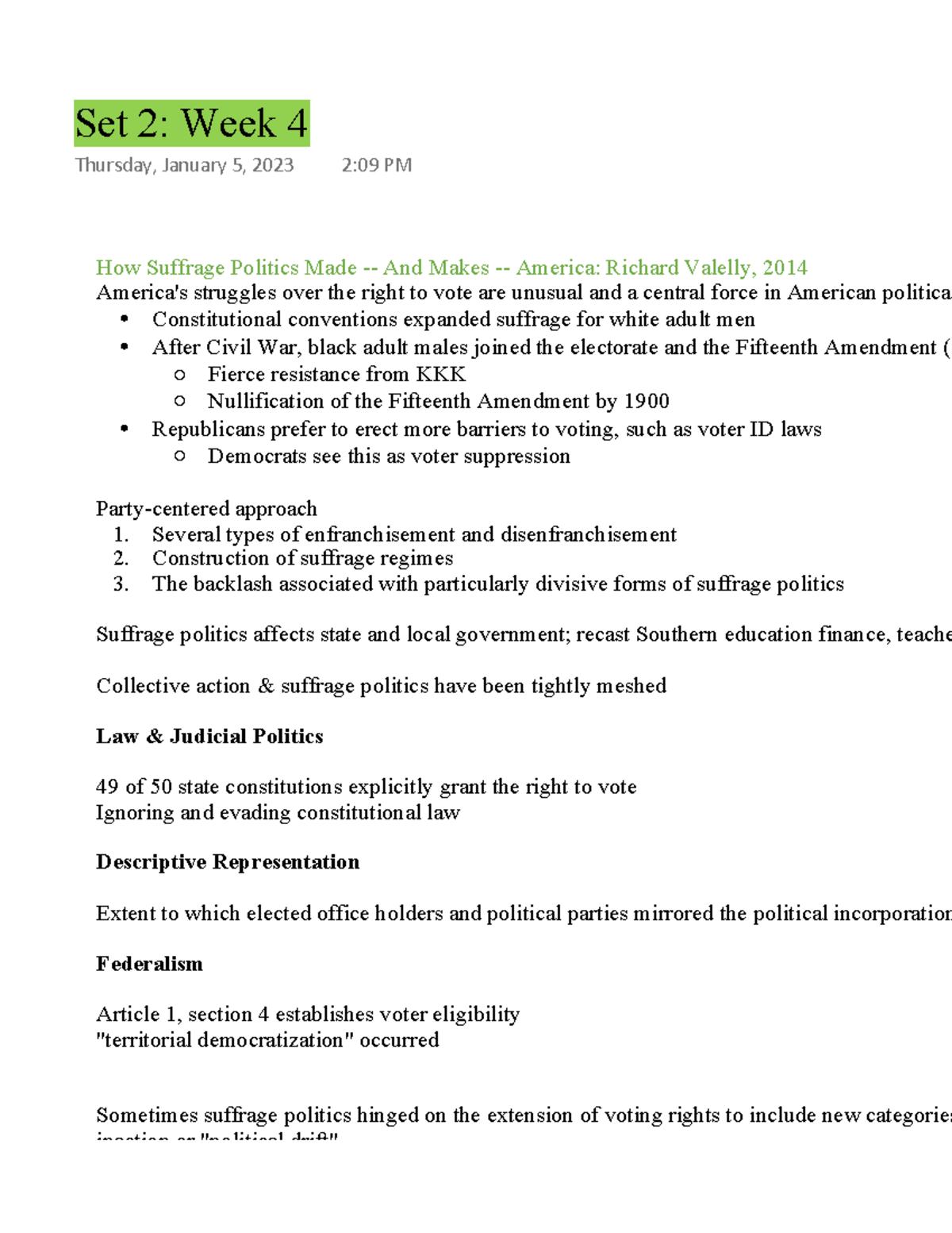 Poli Sci Set 2 Week 4 - First through second reconstruction - How ...