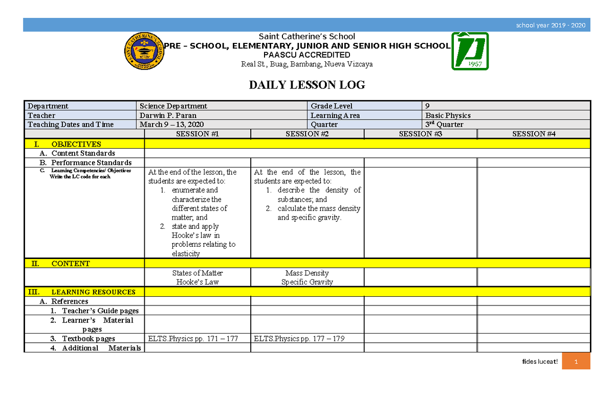 DLL.Basic.Physics - Saint Catherine’s School PRE – SCHOOL, ELEMENTARY ...