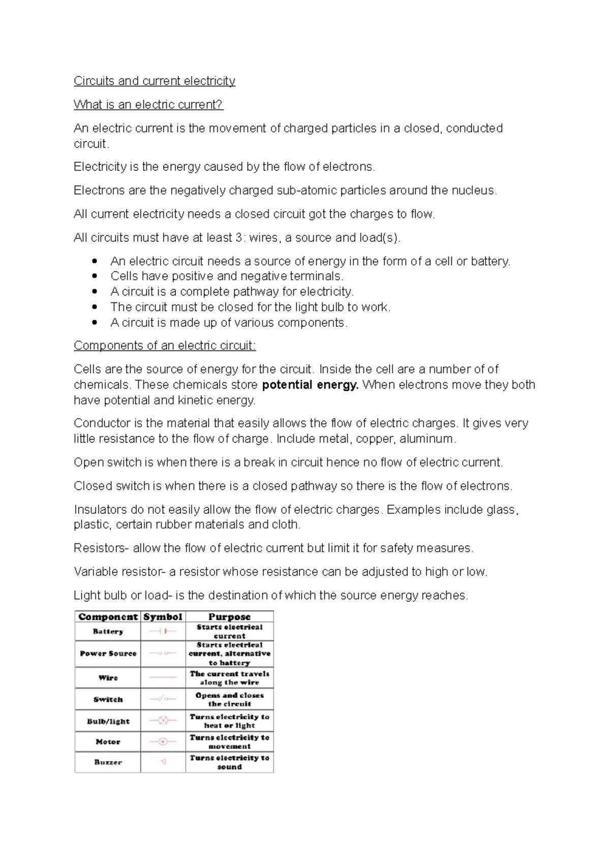 Circuits and current electricity - Electricity is the energy caused by ...