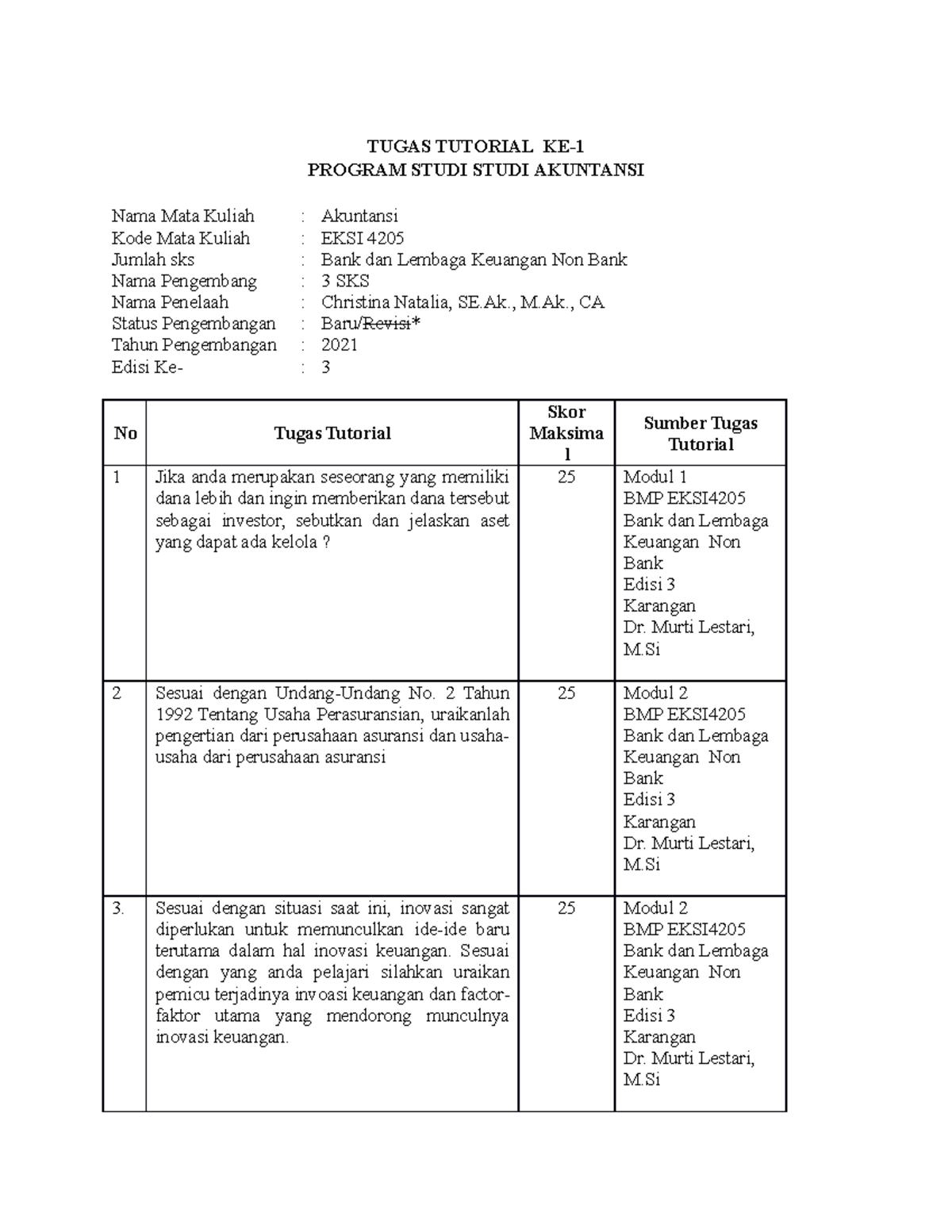 Tugas Tutorial KE 1 Bank dan lembaga keuangan non bank - TUGAS TUTORIAL KE- 1 PROGRAM STUDI ...