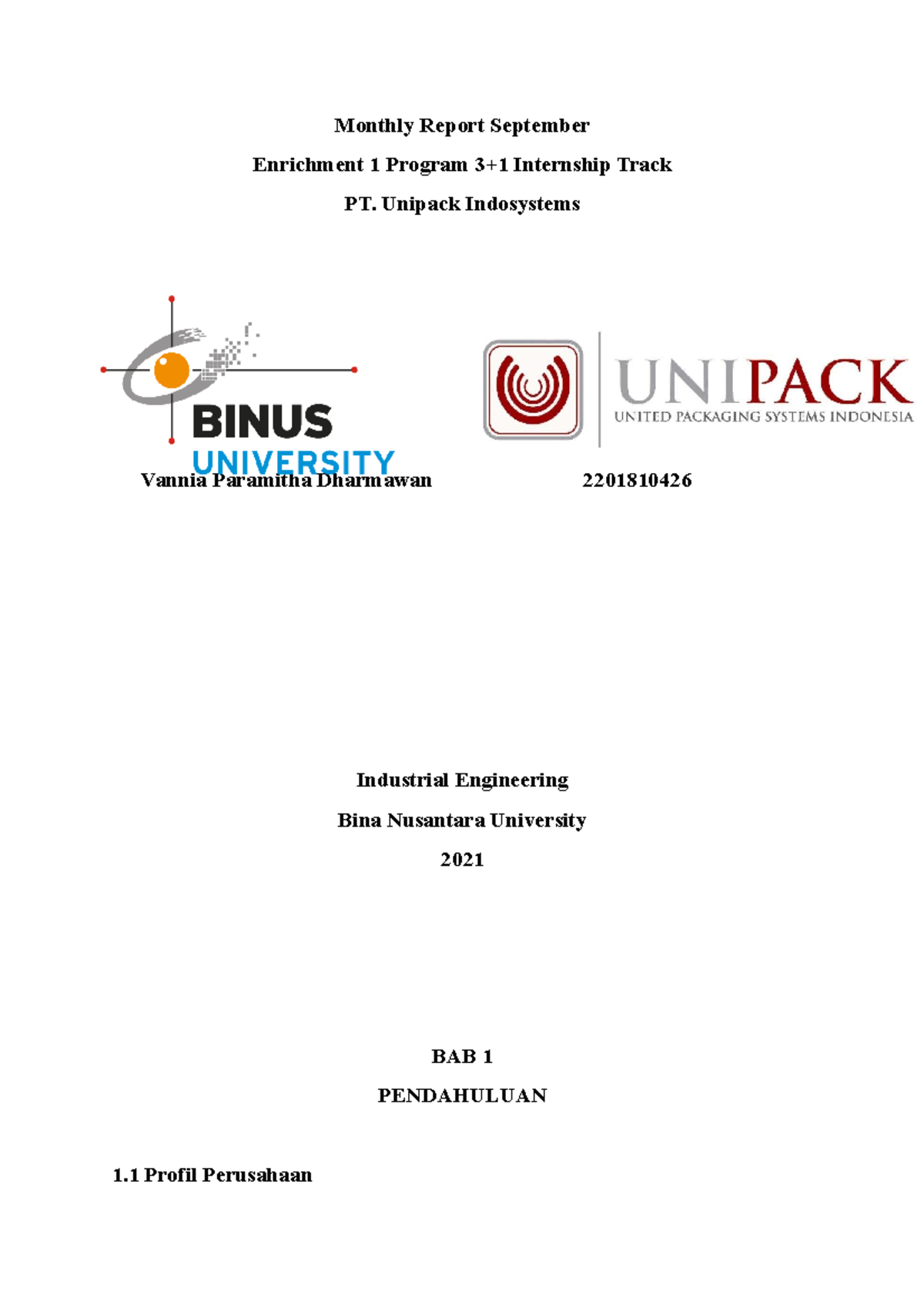 Monthly Report September - Monthly Report September Enrichment 1 ...