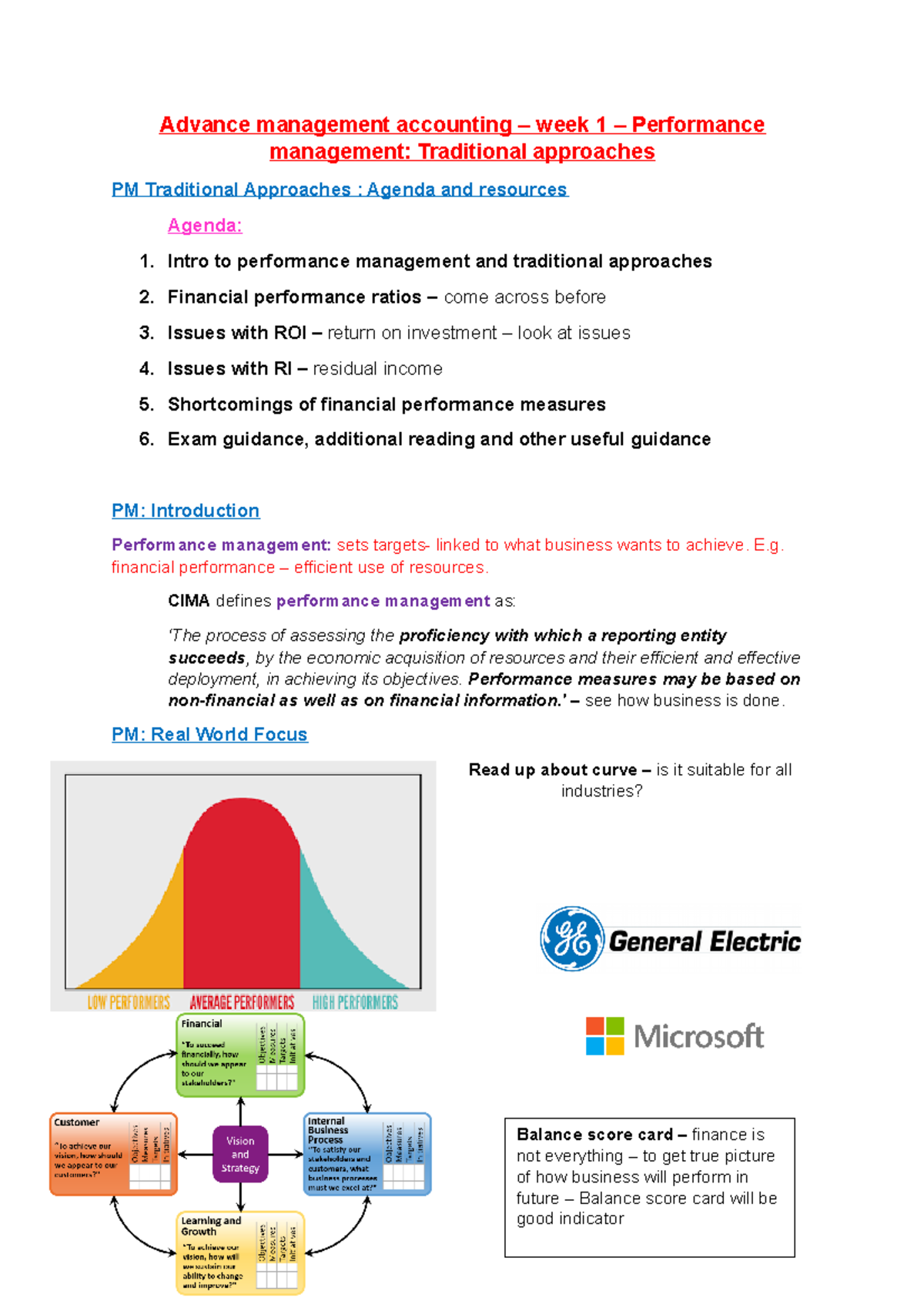 Advance management accounting week 1 notes - Advance management ...