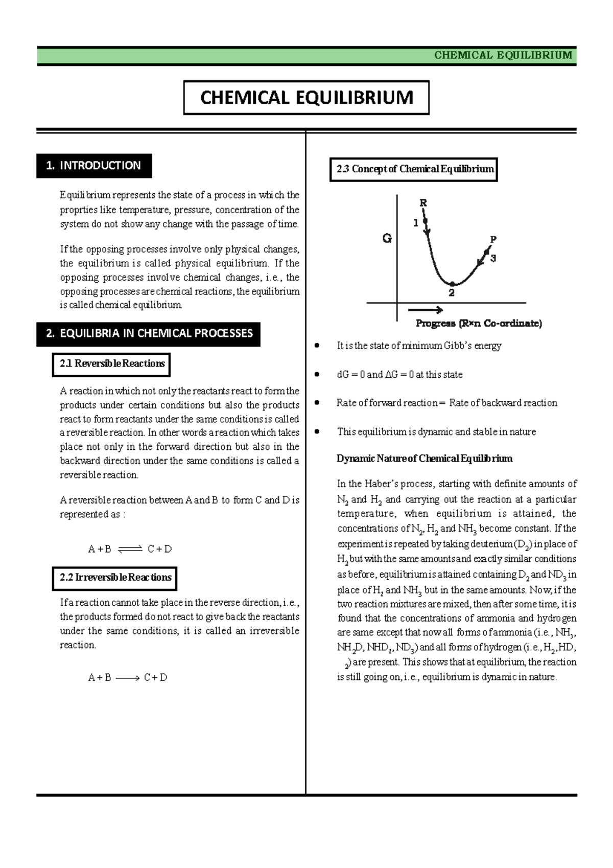 Chapter 7 - Equilibrium Revision Notes - 1. INTRODUCTION Equilibrium ...