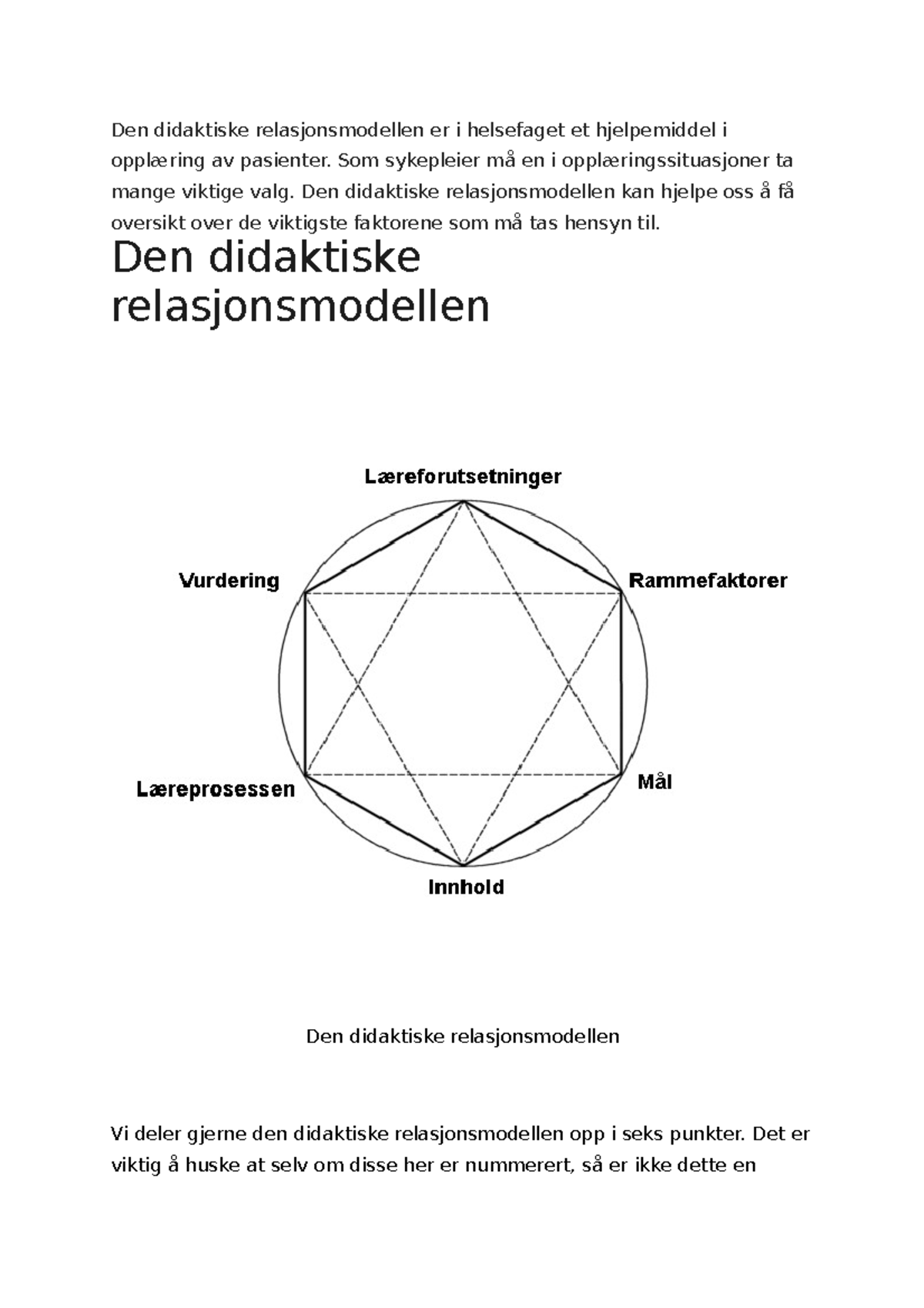 Didantisk - Den didaktiske relasjonsmodellen er i helsefaget et ...