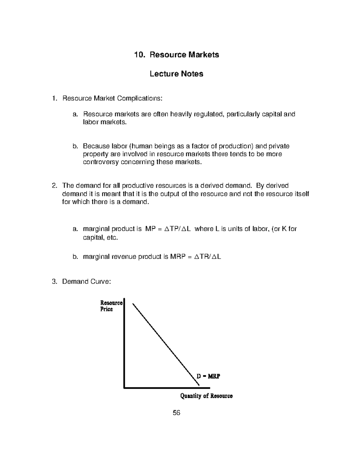 economics Resource Markets - 10. Resource Markets Lecture Notes ...
