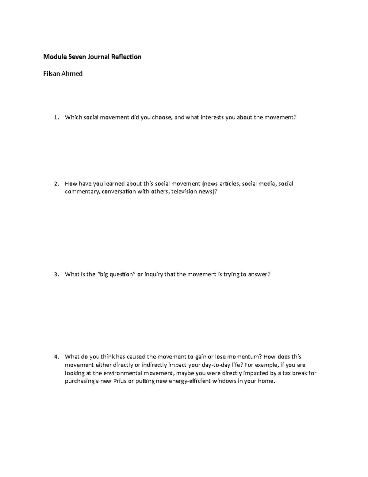 Module Seven Journal Reflection - Module Seven Journal Reflection ...