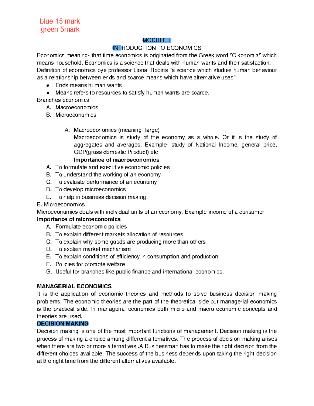 Module 1pbd - pbd - MODULE 1 INTRODUCTION TO ECONOMICS Economics ...