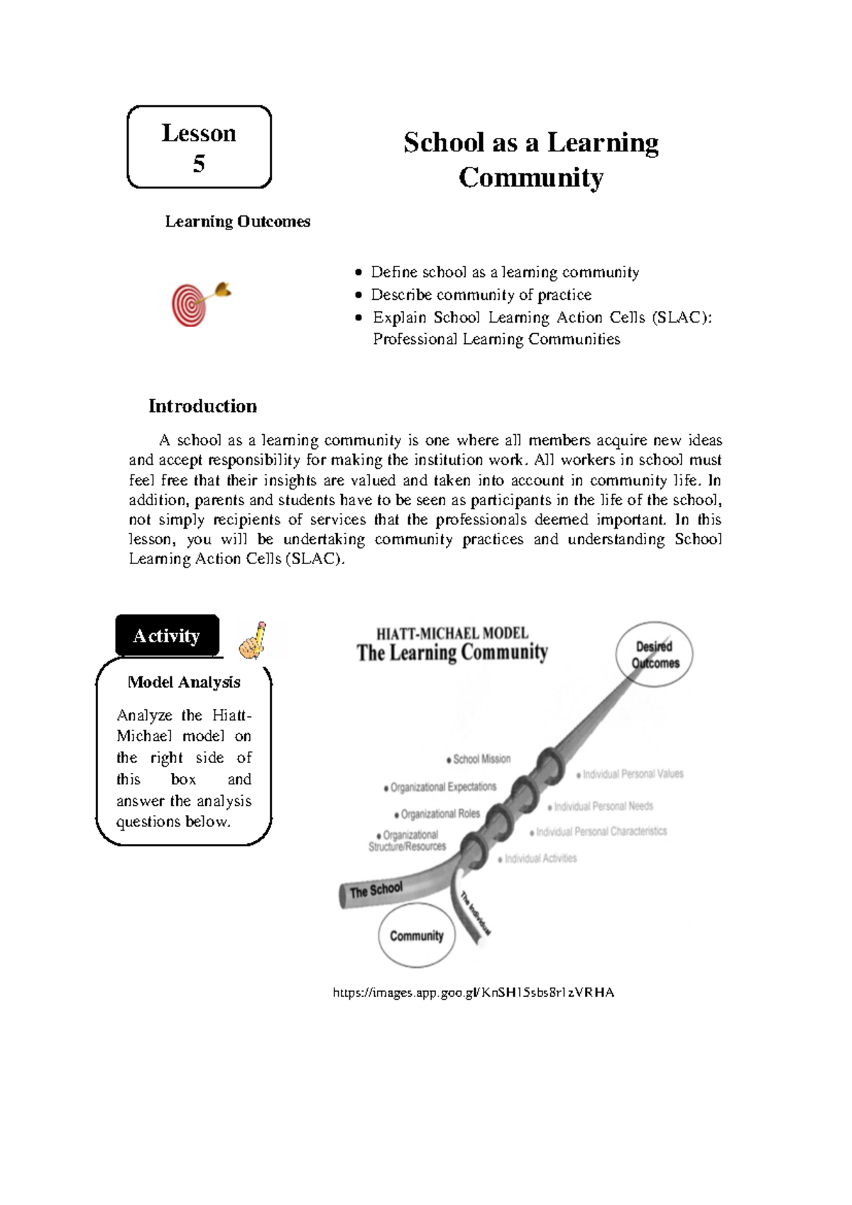 Lesson-5 - nmvvhvh - Introduction A school as a learning community is ...