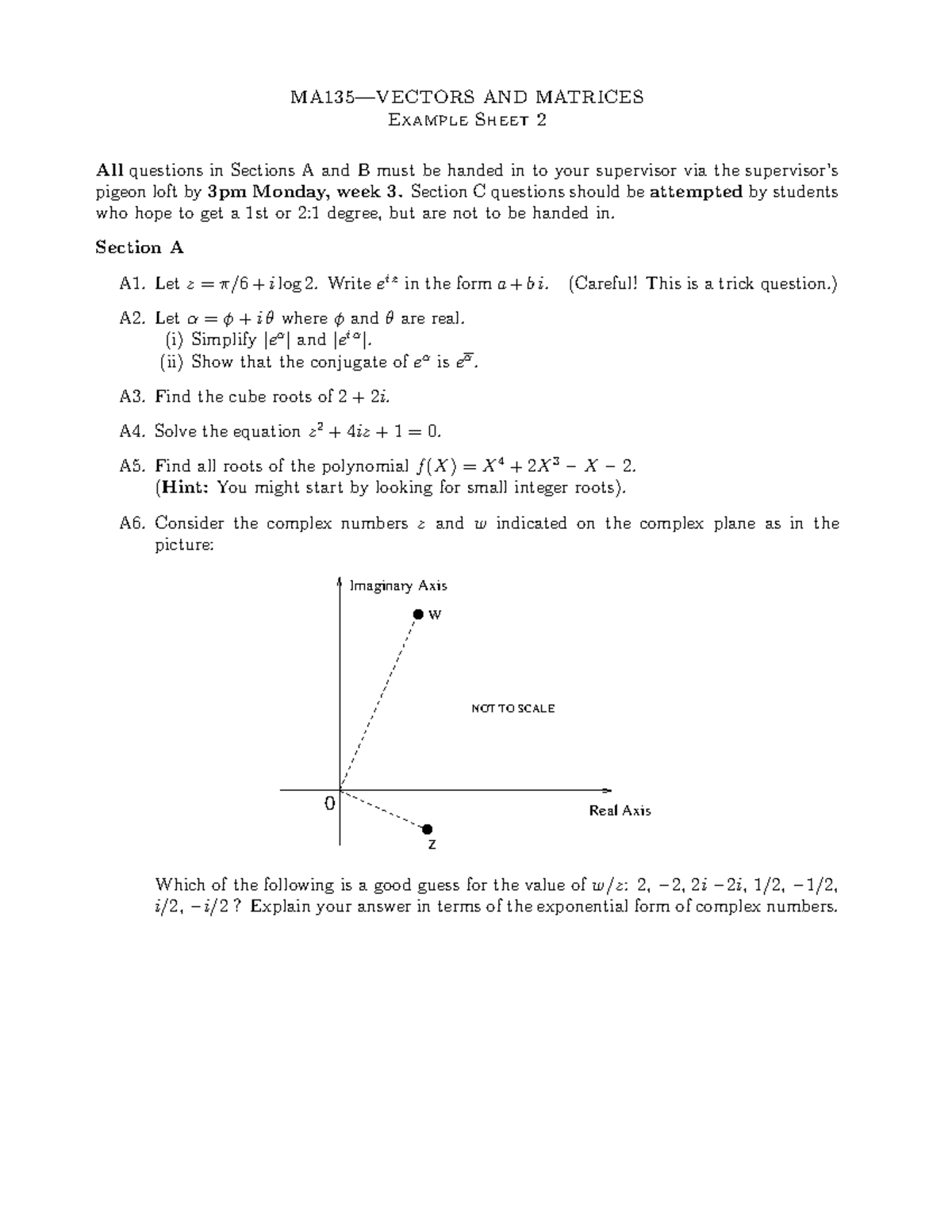 Assign 2 - text - MA135—VECTORS AND MATRICES Example Sheet 2 All ...