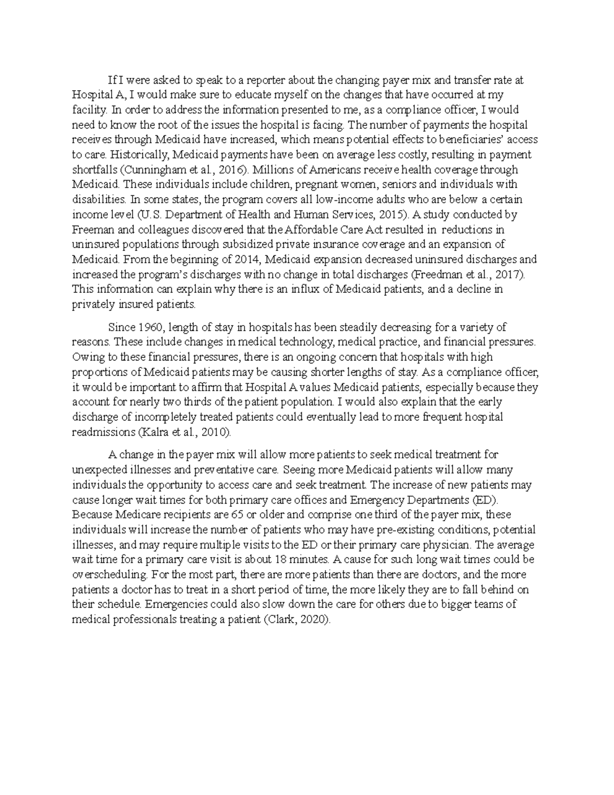 Discussion 2- Changing the Payer Mix - If I were asked to speak to a ...