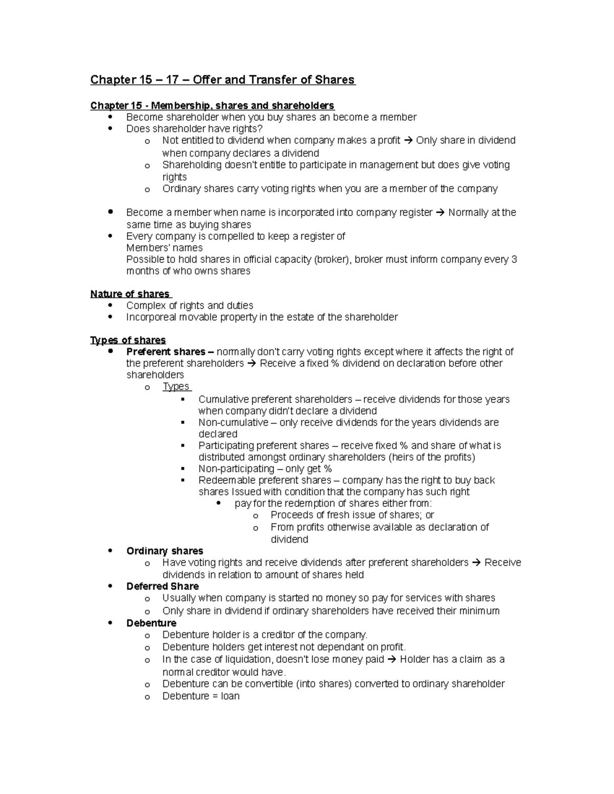 JMM311 - Offer and Acceptance of Shares - Chapter 15 – 17 – Offer and ...