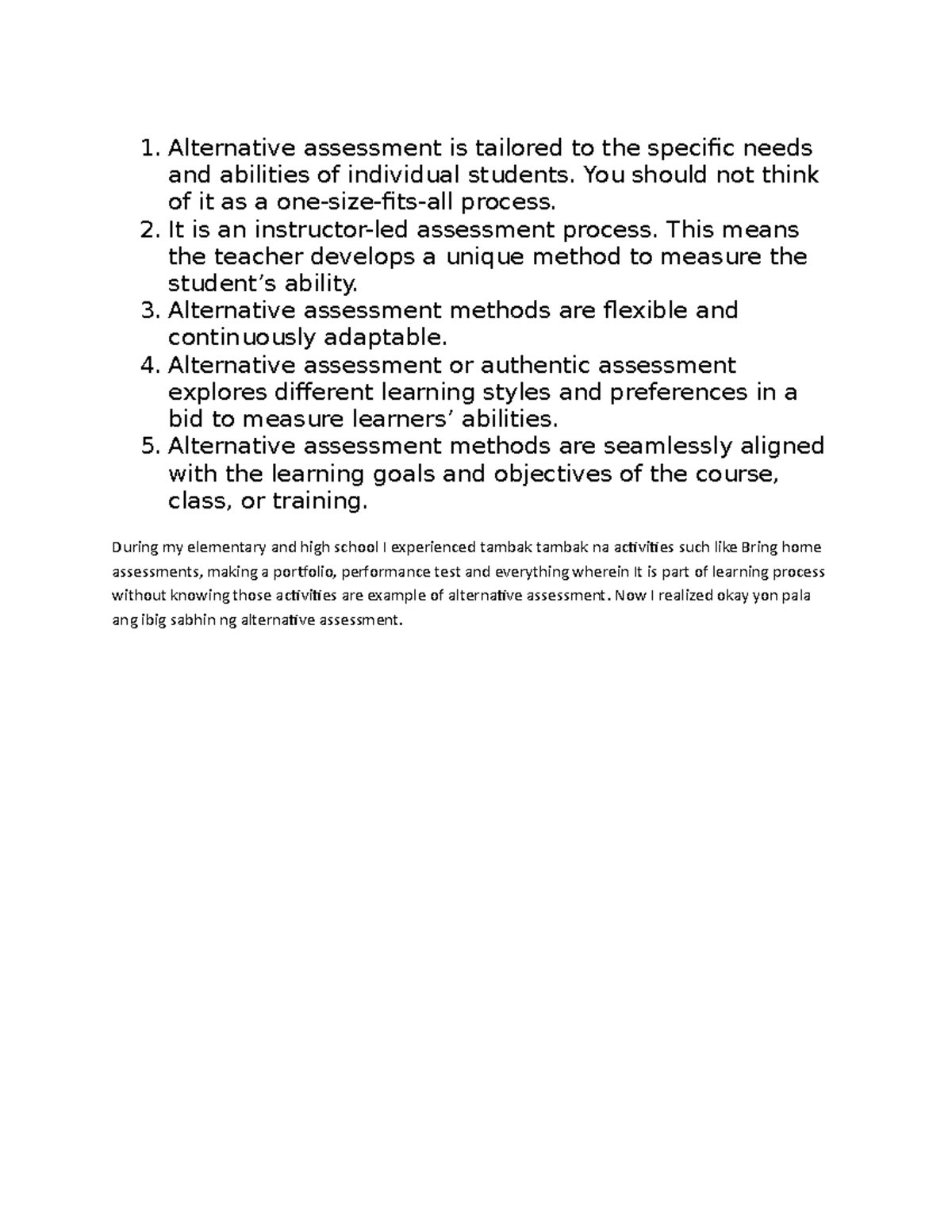 Alternative assessment is tailored to the specific needs and abilities ...