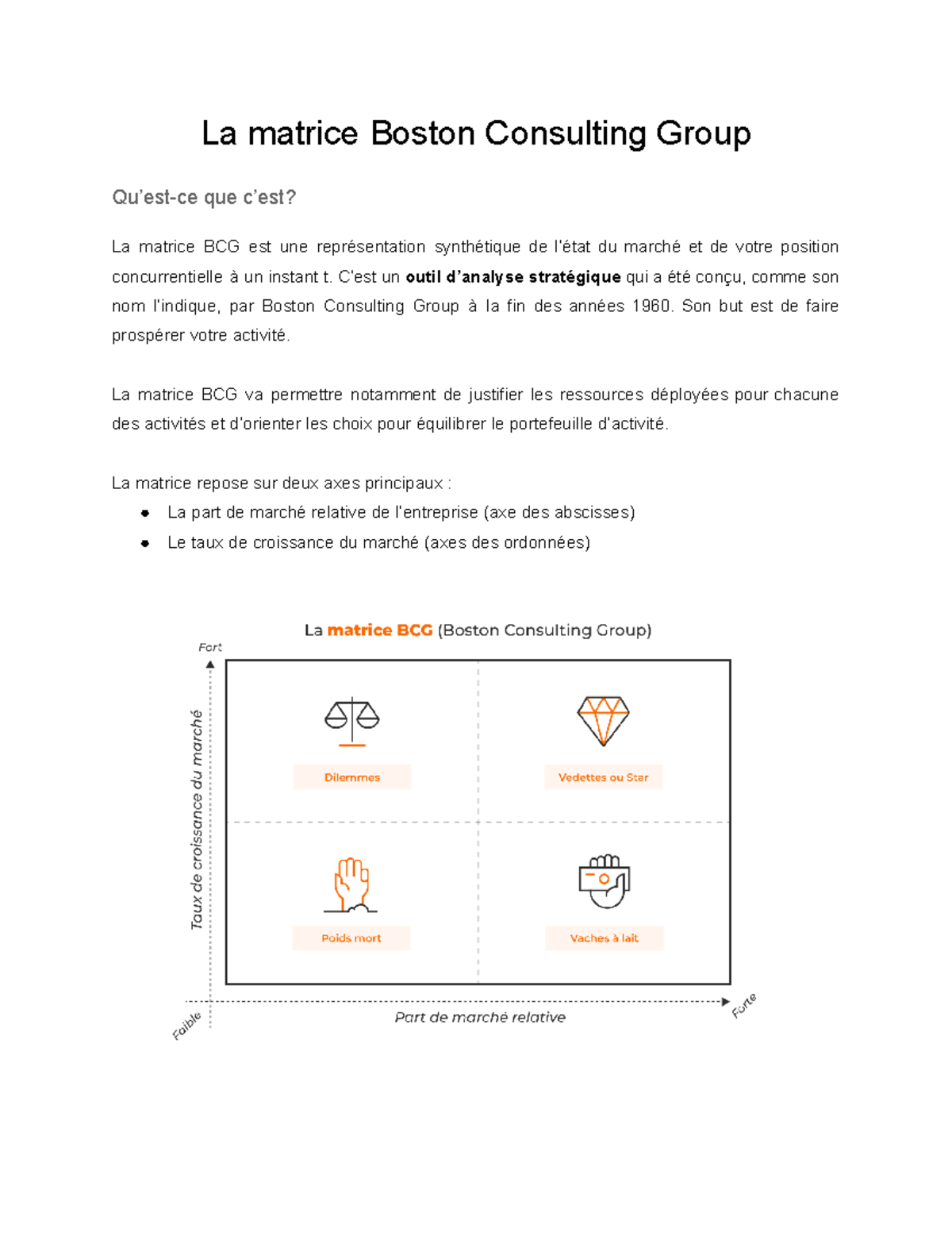 Matrice BCG - Note de cours début de session - La matrice Boston ...