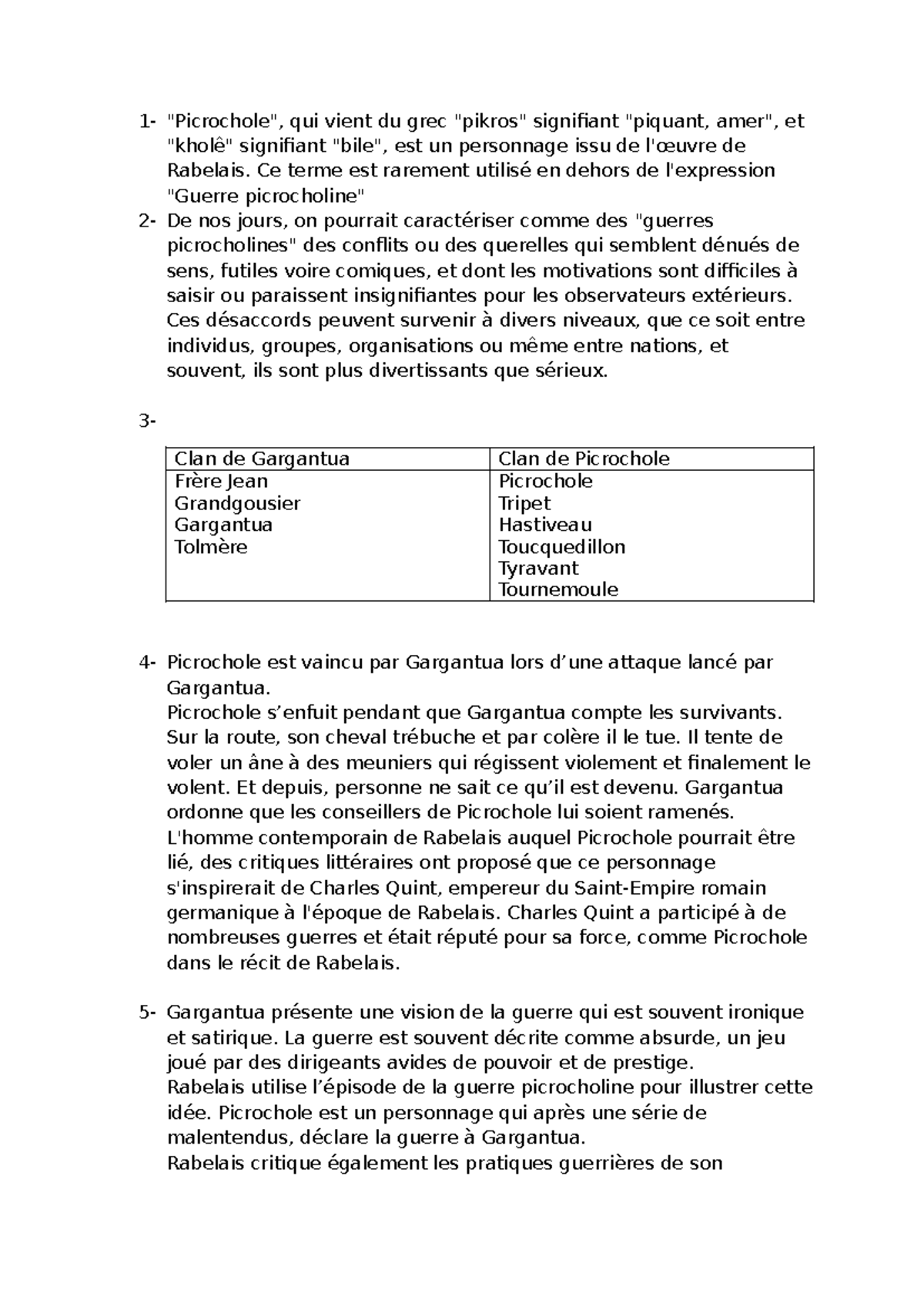 Question Picrochole Omar Alhusan - 1- "Picrochole", qui vient du grec ...