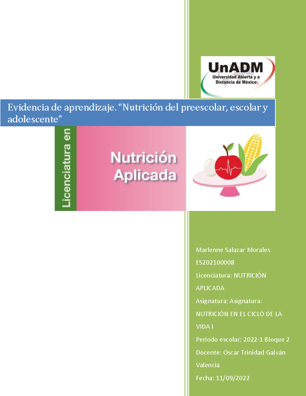 NCV1 U3 EA MASM - tarea - Marlenne Salazar Morales ES Licenciatura: NUTRICI”N APLICADA ...