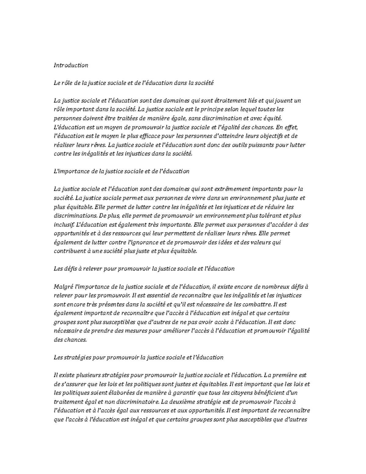 Social Justice and Education - Introduction Le rôle de la justice ...