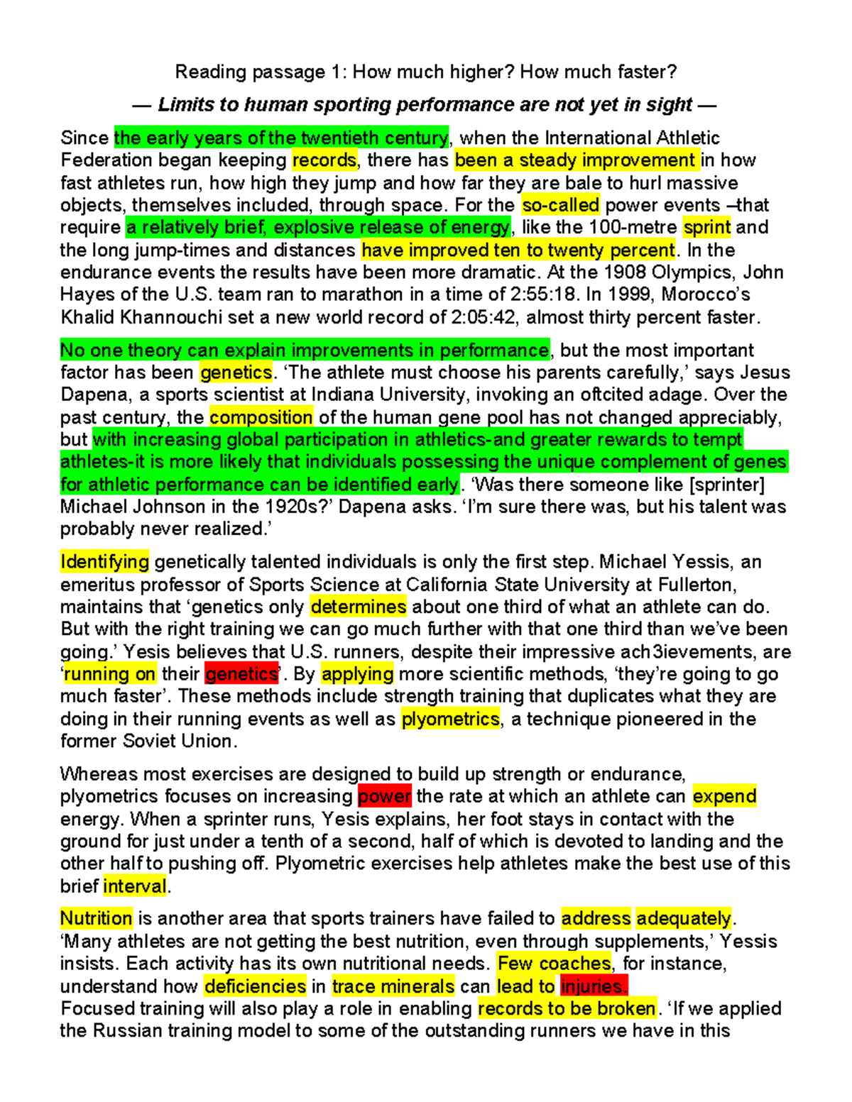 Ielts cambridge 4 - How much higher - Reading passage 1: How much ...