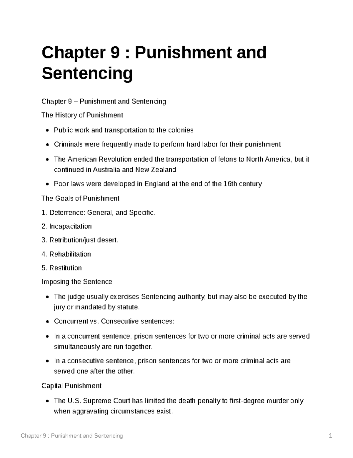 Chapter 9 Punishment and Sentencing - Chapter 9 : Punishment and ...