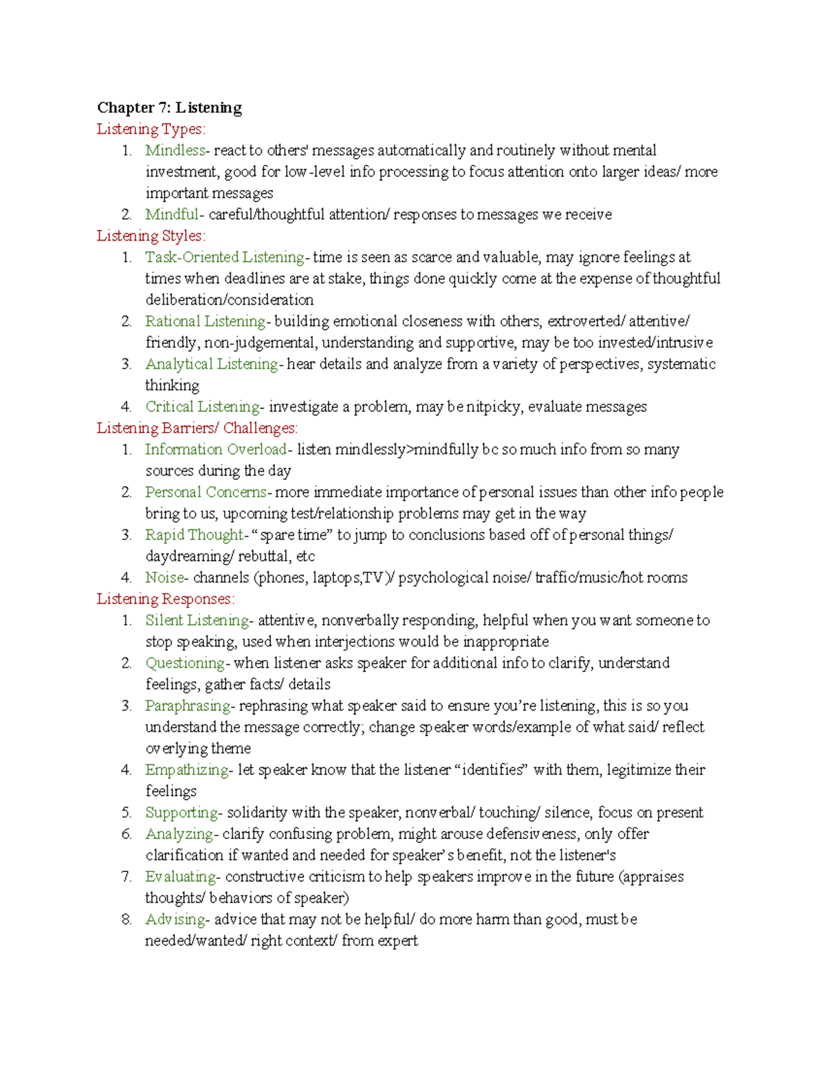 COMM 1101 Final Review - study guide material help! - Chapter 7 ...