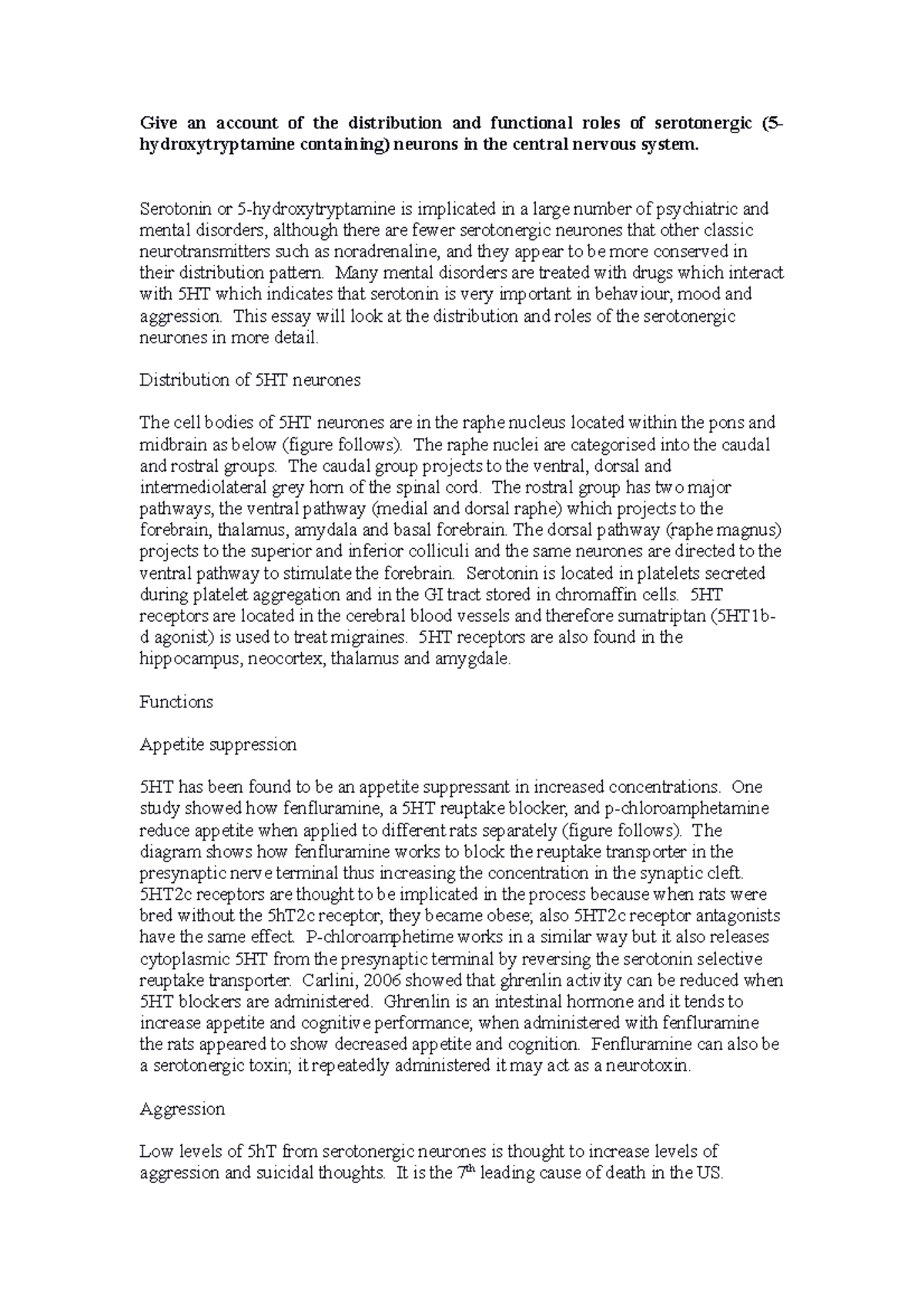 Sample student essay - awarded first class mark - Give an account of ...