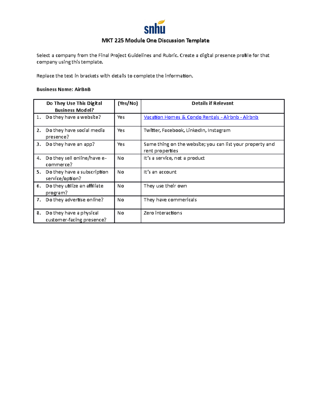 MKT 225 Module One Discussion - Create a digital presence profile for ...