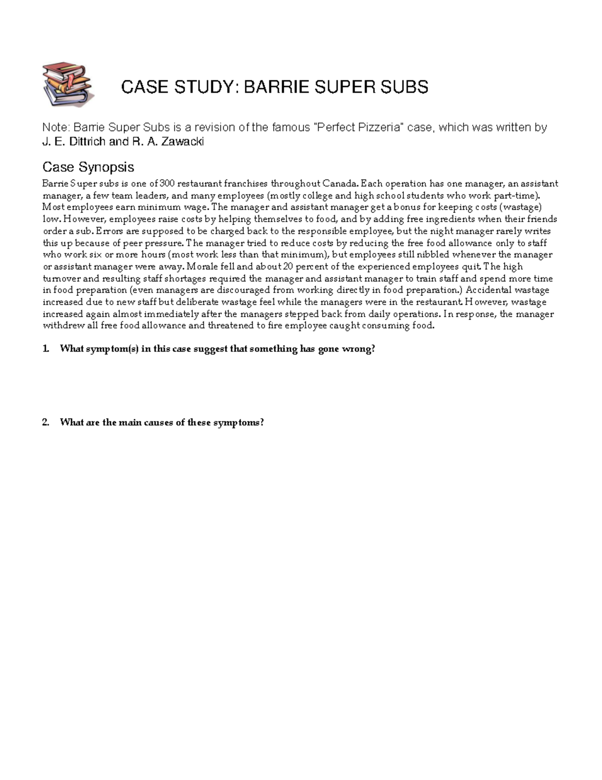 Barrier Super Subs - Chapter 5 - CASE STUDY: BARRIE SUPER SUBS Note ...