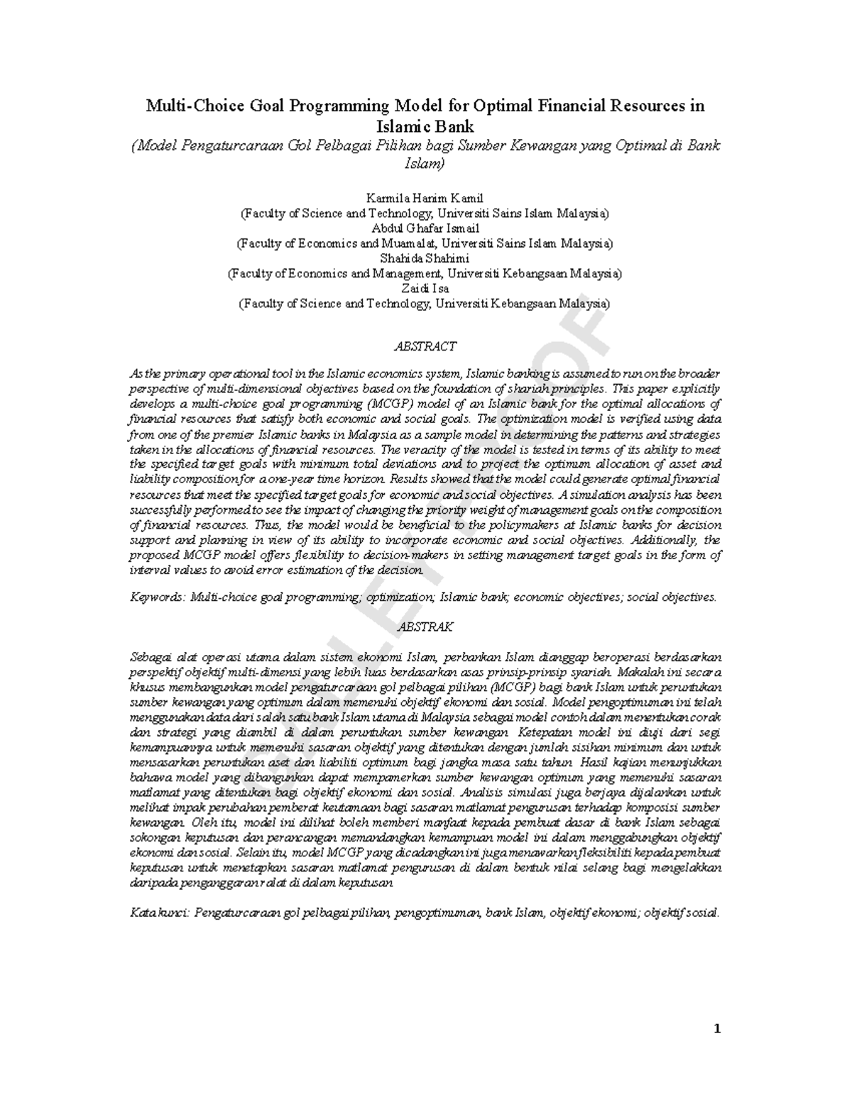 Multi Choice Goal Programming Model For Galley Proof Multi Choice Goal Programming Model For