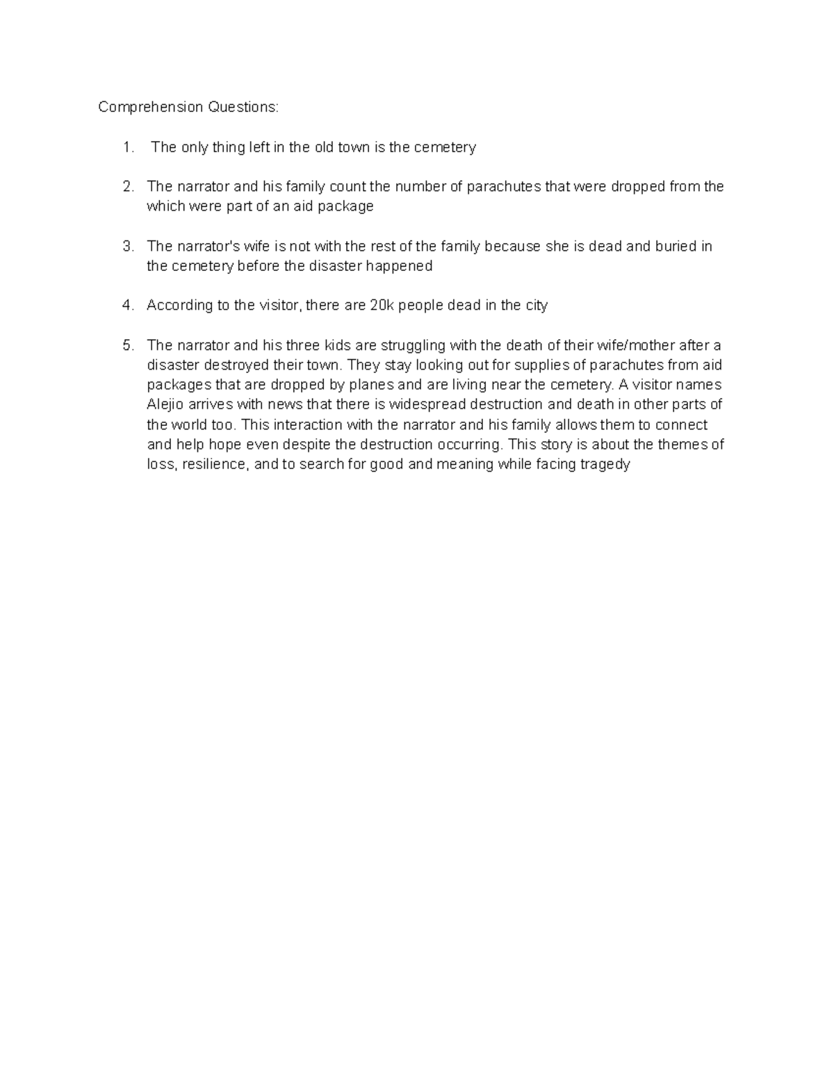 The Visitor Build Insight - Comprehension Questions: The only thing ...