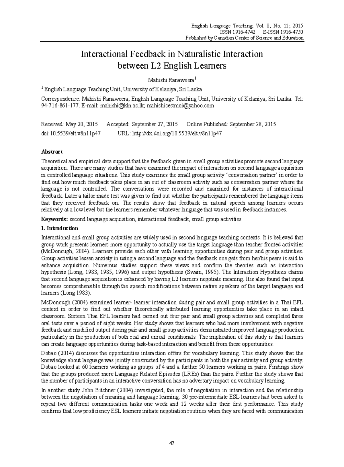 9. Interactional Feedback in Naturalistic in L2 learning - English ...