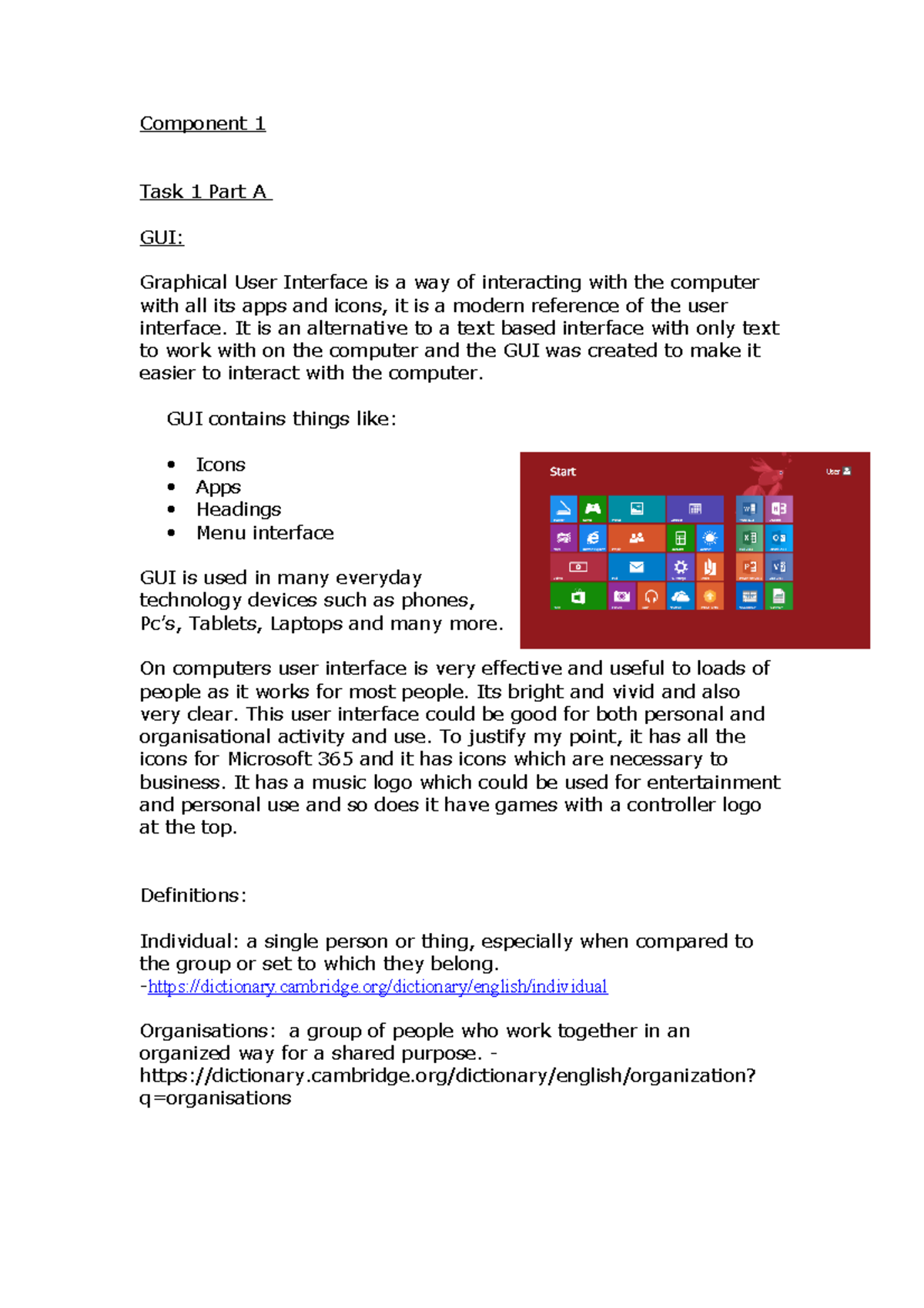 Component 1 part A Coursework Write Up for the ict component ...