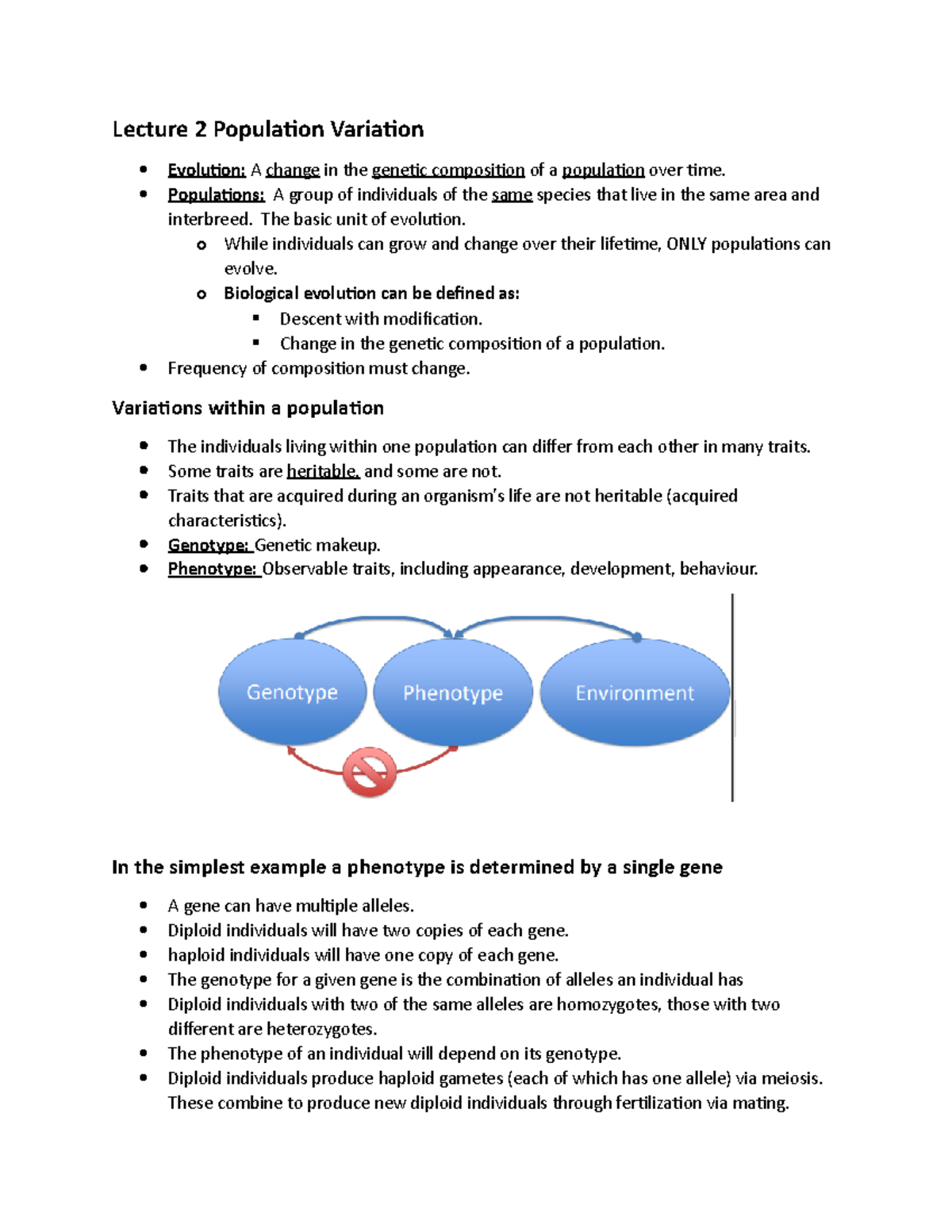 2 Population Variation - Lecture 2 Population Variation Evolution: A ...