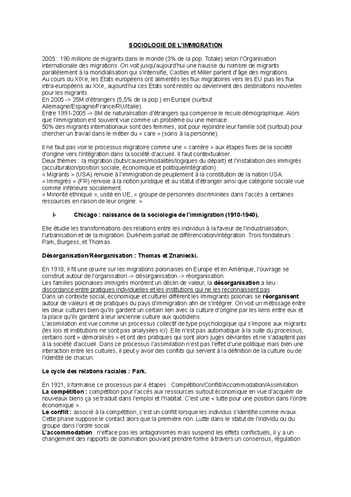 CM Sociologie de l’immigration - SOCIOLOGIE DE L’IMMIGRATION 2005 : 190 ...