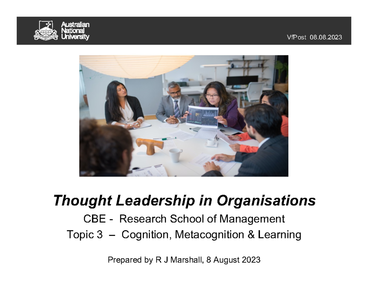 TLO Topic 3 Lecture - Thought Leadership in Organisations CBE ...