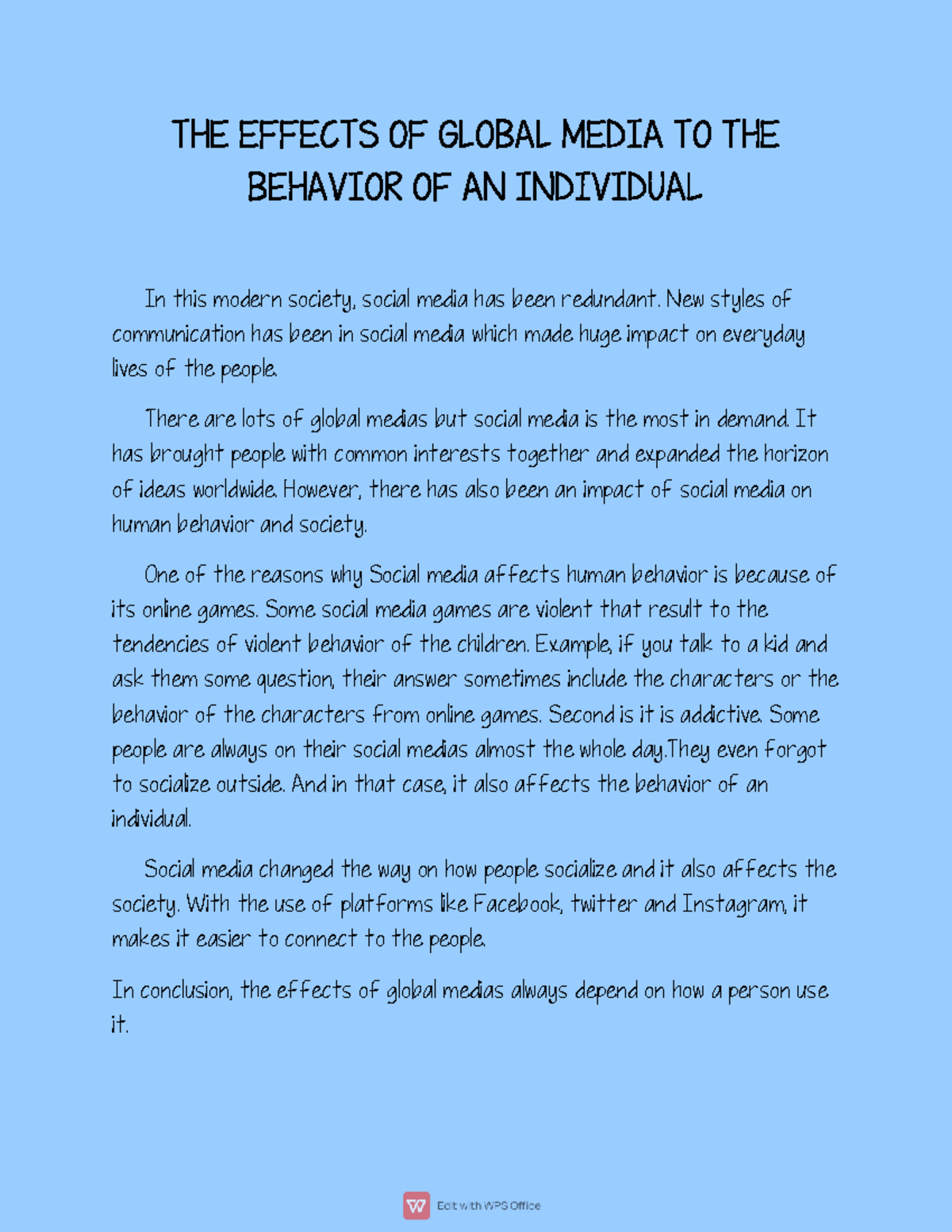 9. Global Media - Lecture notes 10 - T H E E F F E C T S O F G L O B A ...