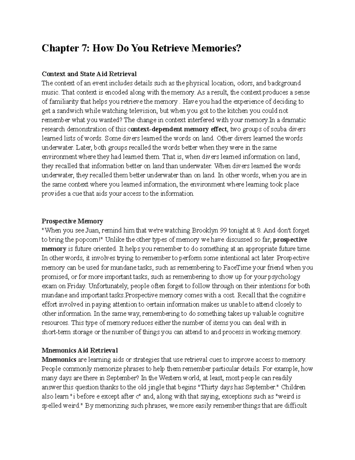 Chapter 7 How Do You Retrieve Memories - Chapter 7: How Do You Retrieve ...