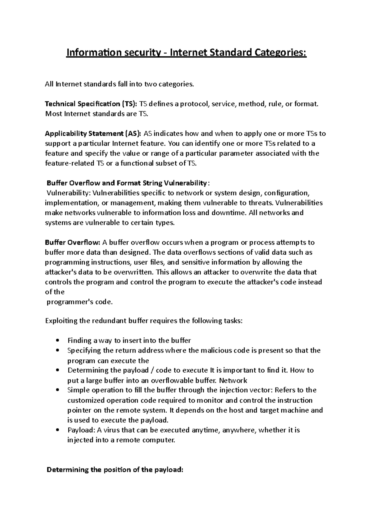 Information security - Internet Standard Categories - Technical ...