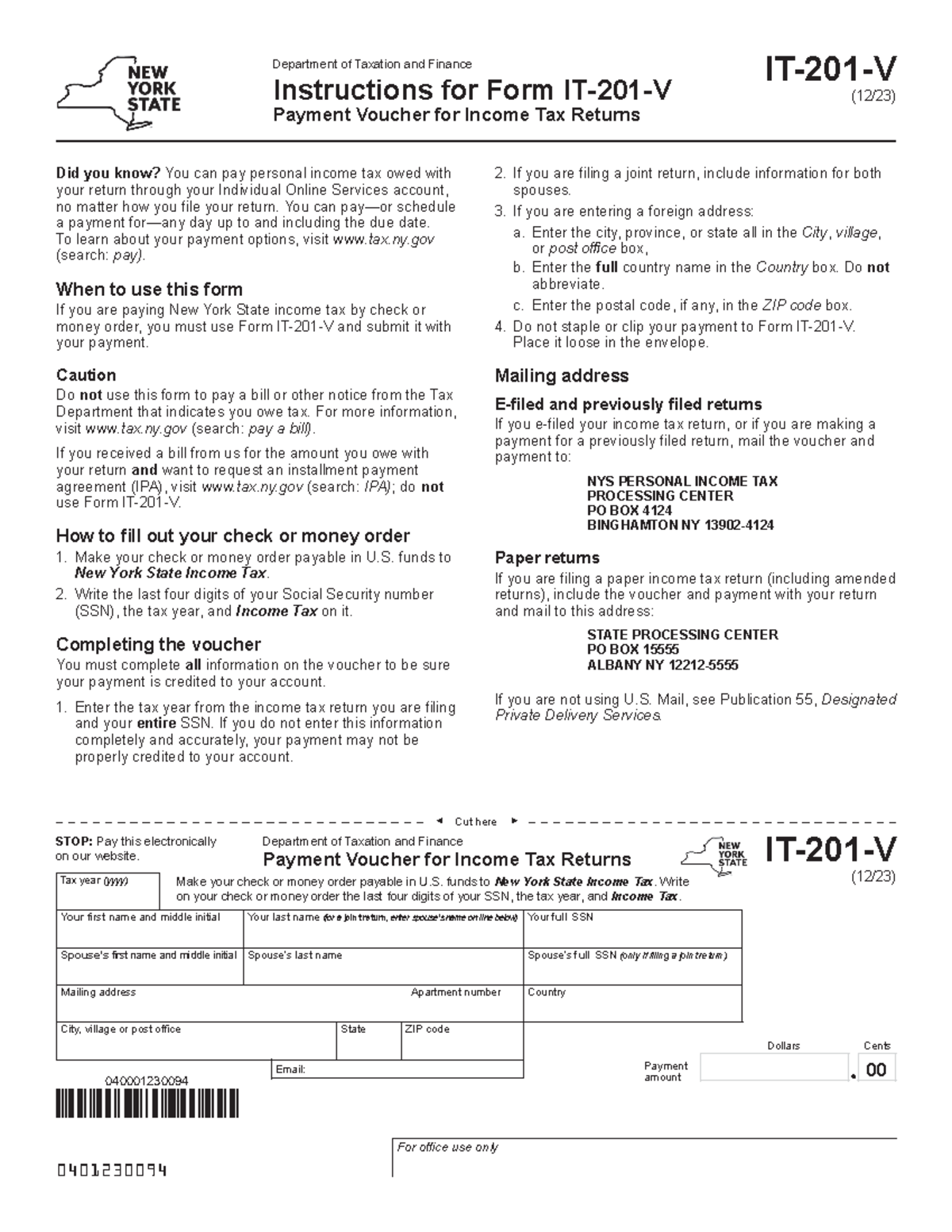 It201v fill in - 0401230094 040001230094 Department of Taxation and ...