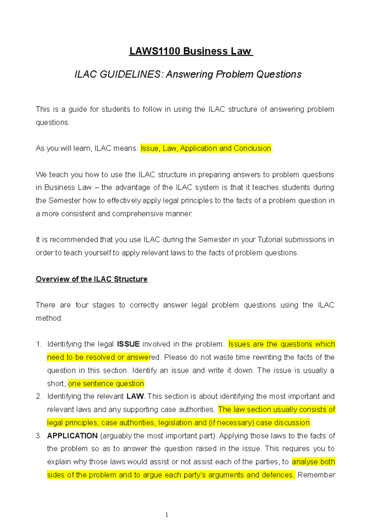 Guide To ILAC Technique LAWS1100 Business Law ILAC GUIDELINES
