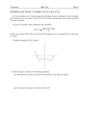 MATH 124 midterm 1 - Comprehensive Review Guide for Math 124 First ...