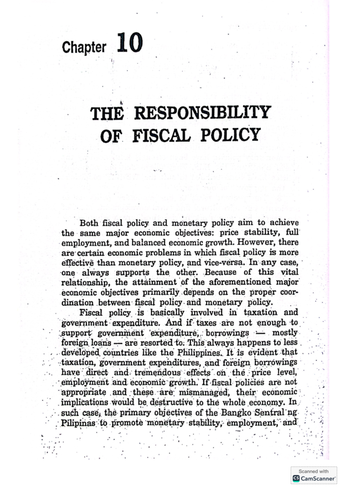 Chapter-10 - LECTURE NOTES - Chapter 10 THE RESPONSIBILITY OF FISCAL ...