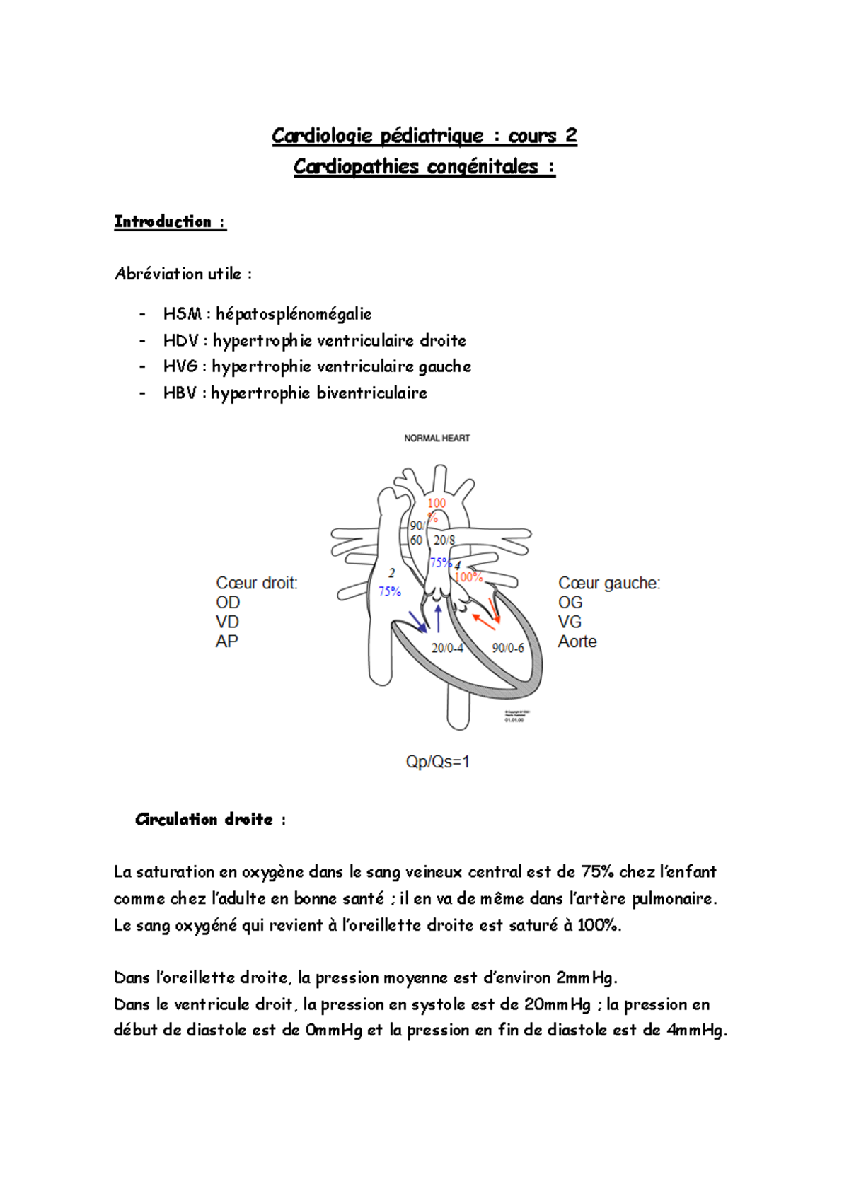 Cardiologie pédiatrique - Cours 2 3 - Cardiopathies congénitales - Module Cardiologie - Studocu