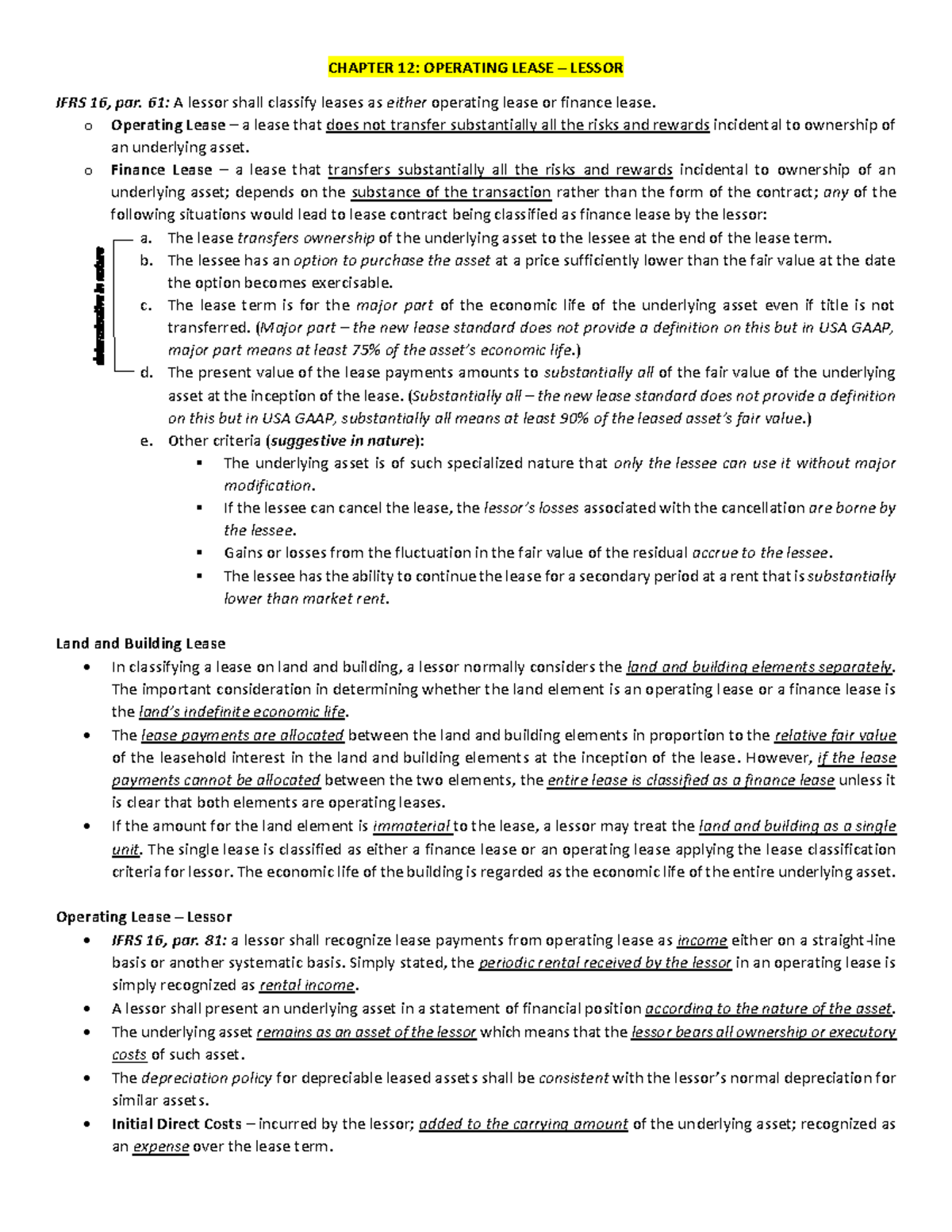 Ch 12 Operating Lease - Lessor - CHAPTER 12: OPERATING LEASE – LESSOR ...