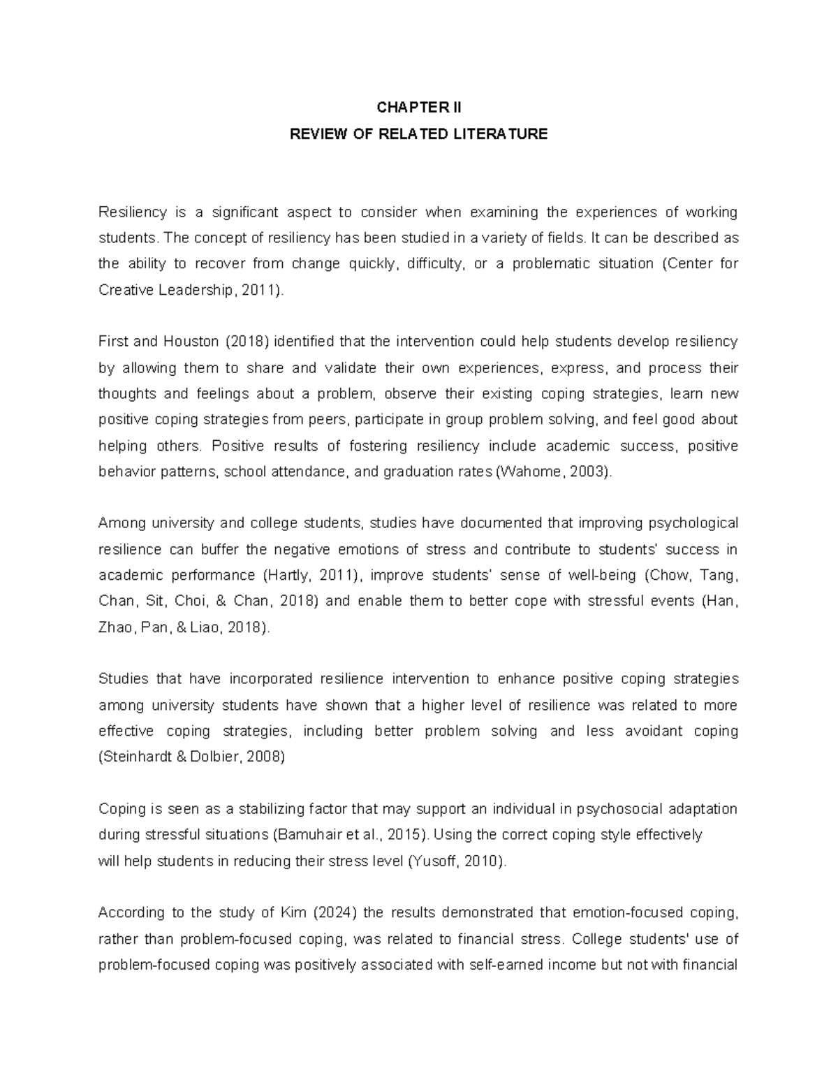 Rrl - sikopil - CHAPTER II REVIEW OF RELATED LITERATURE Resiliency is a ...