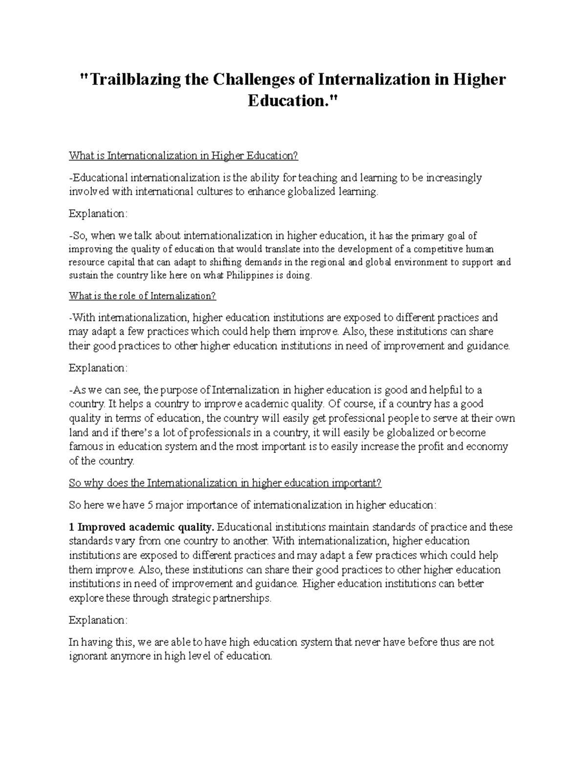 Trailblazing the Challenges of Internalization in Higher Education ...