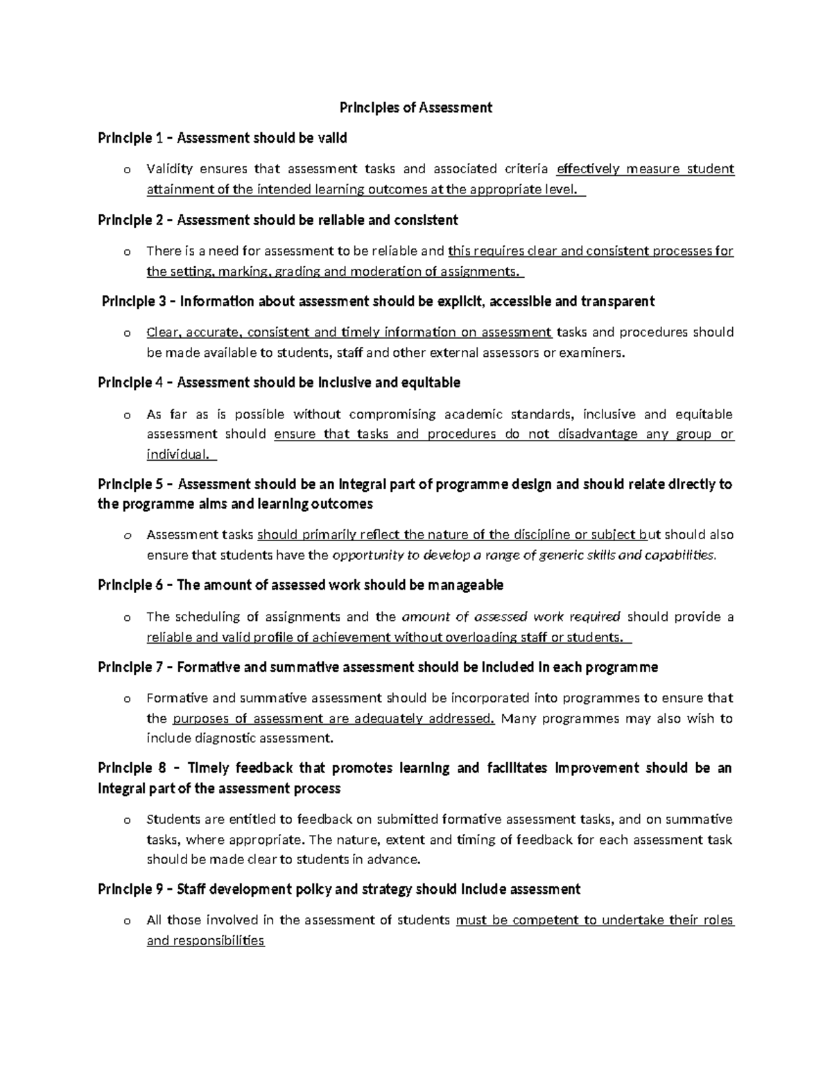 Principles - Principle 2 – Assessment should be reliable and consistent ...