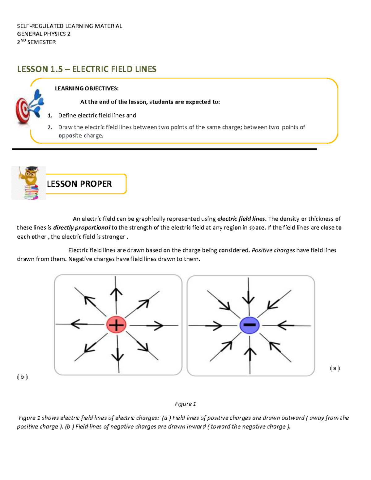 Lesson 1.5- Electric Field Lines - SELF-REGULATED LEARNING MATERIAL ...