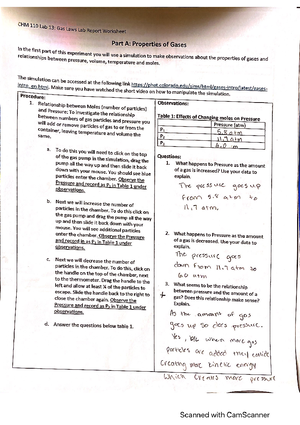 CHM 110 Experiment 2 - CHM 110 Experiment/Lab 2 Density, Accuracy and ...