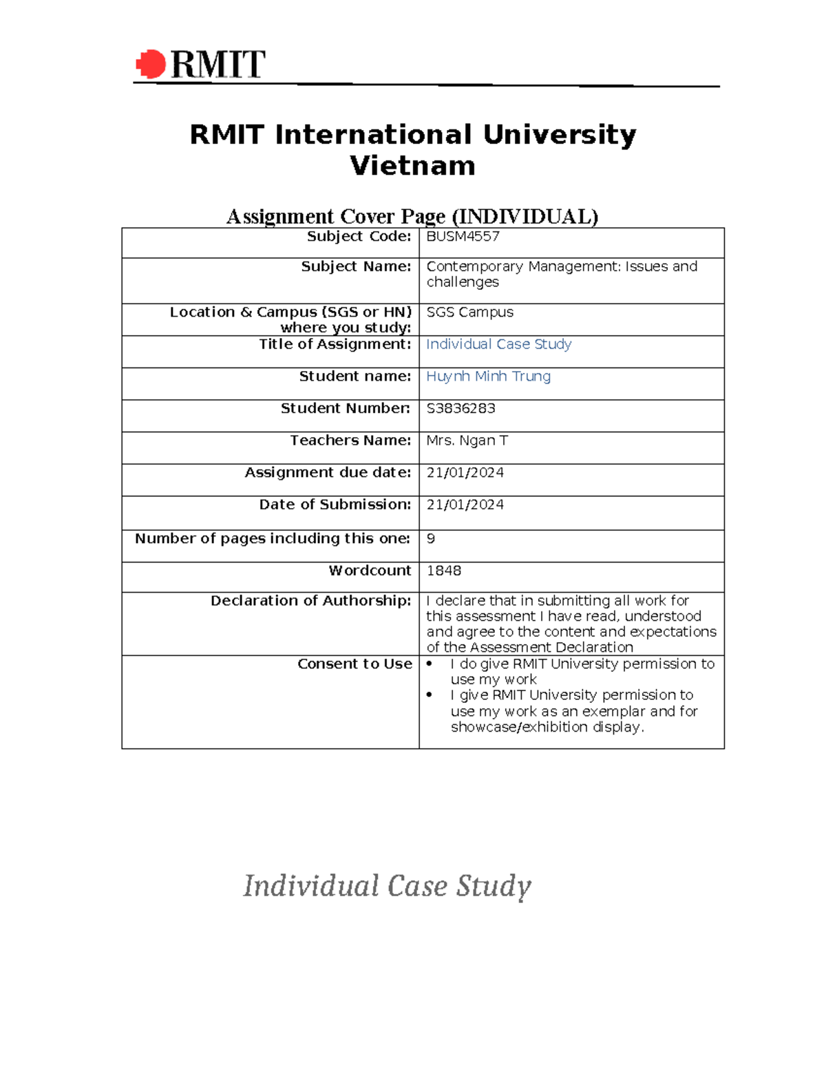 Assignment 3-contemporary management - RMIT International University ...