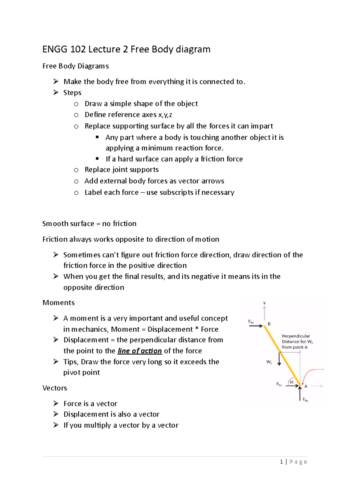 ENGG 102 Lecture 2 Free Body diagram - ENGG 102 Lecture 2 Free Body ...